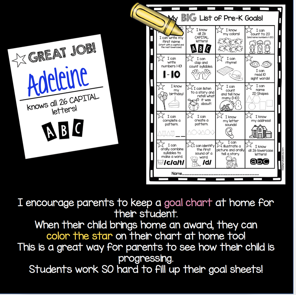 Pre-K Goals Chart - FREEBIE — Keeping My Kiddo Busy