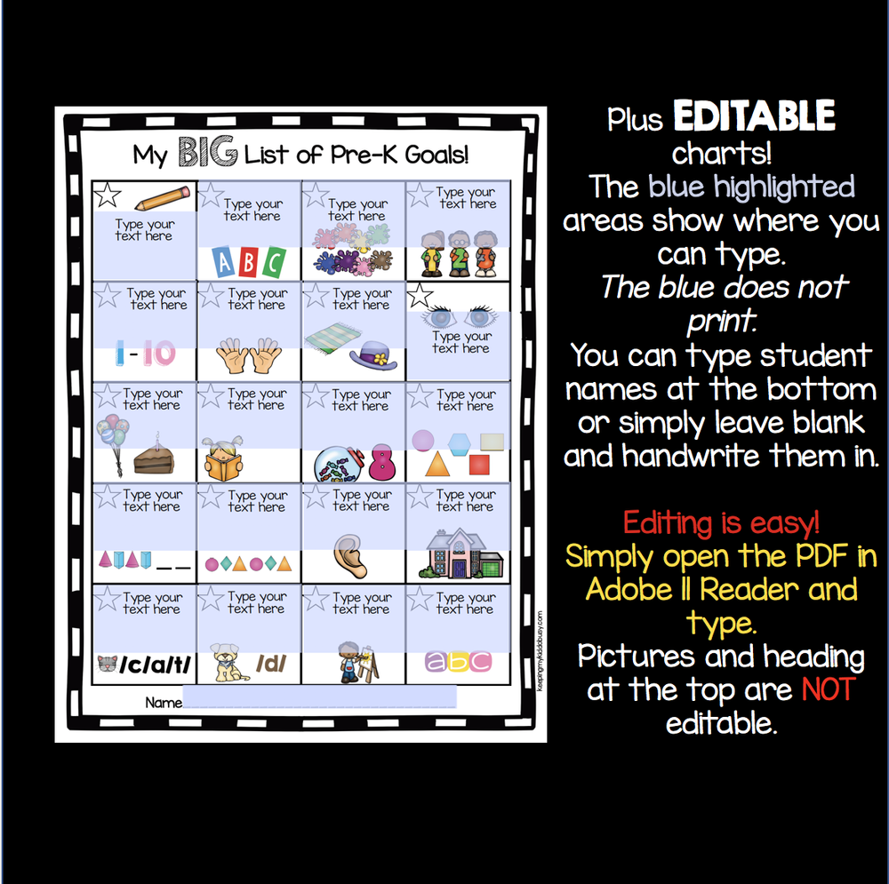 Pre-K Goals Chart - FREEBIE — Keeping My Kiddo Busy