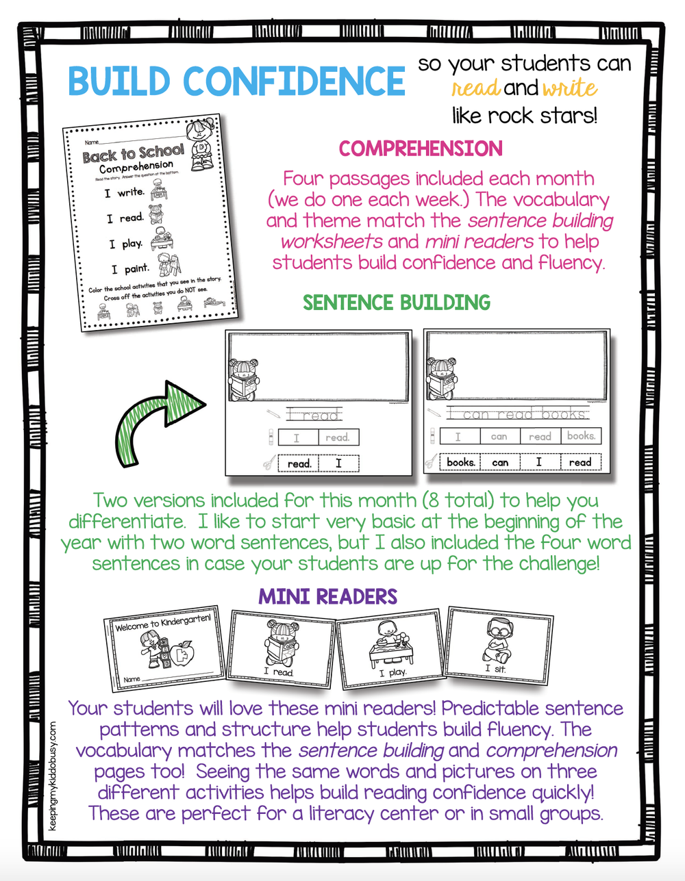 Reading and Writing - Back to School in Kindergarten - FREE Week ...