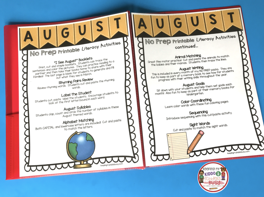 Kindergarten in August - FREEBIES — Keeping My Kiddo Busy