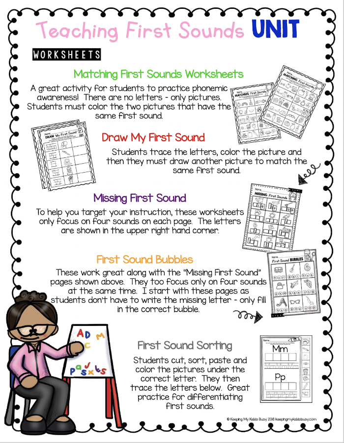 Teaching First Sounds - Complete Unit with FREEBIES — Keeping My Kiddo Busy