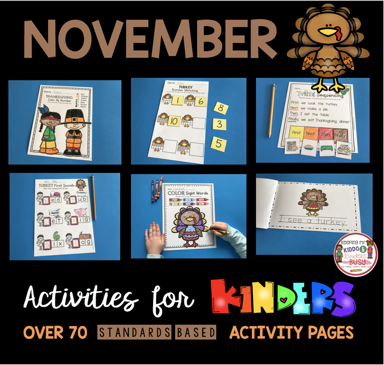 November Math and Literacy Pack - FREEBIES — Keeping My Kiddo Busy
