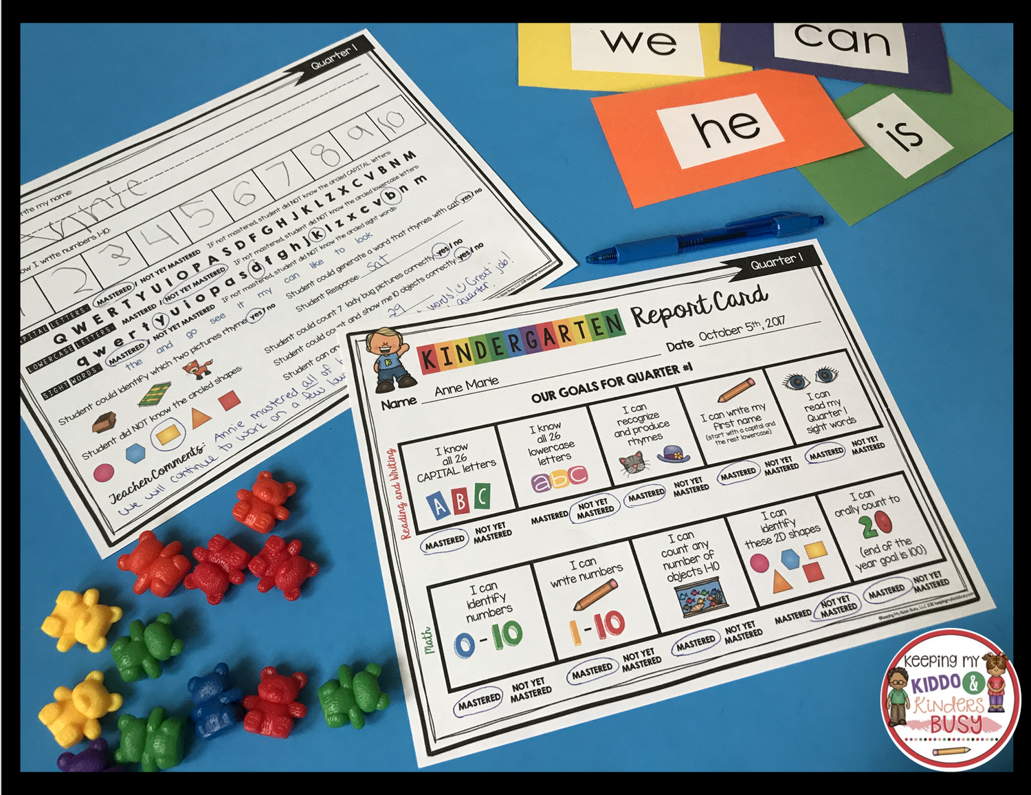 Kindergarten Report Card and Assessment Kit - FREEBIE — Keeping My ...