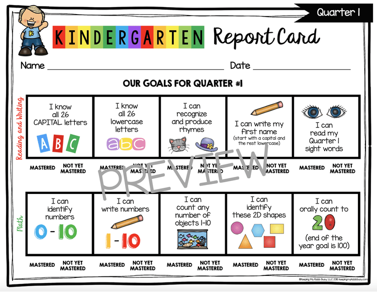 Kindergarten Report Card and Assessment Kit - FREEBIE — Keeping My ...