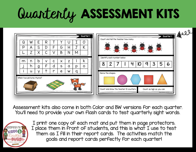 Kindergarten Report Card and Assessment Kit - FREEBIE — Keeping My ...