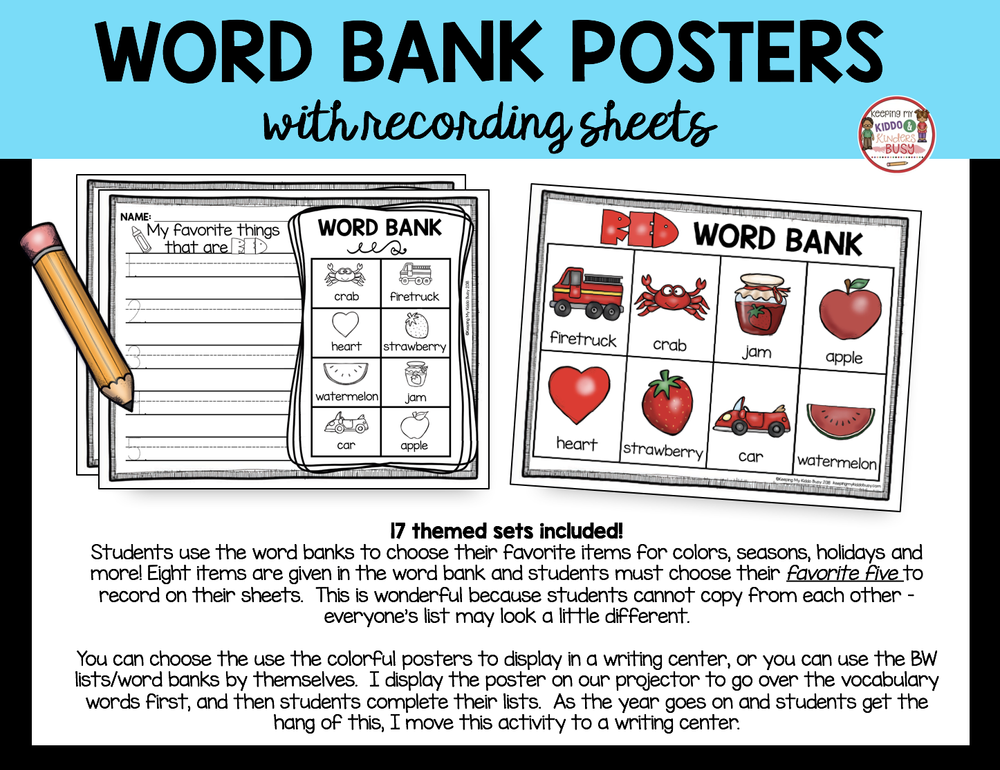 Writing Lists in Kindergarten - Unit 2 FREEBIE — Keeping My Kiddo Busy