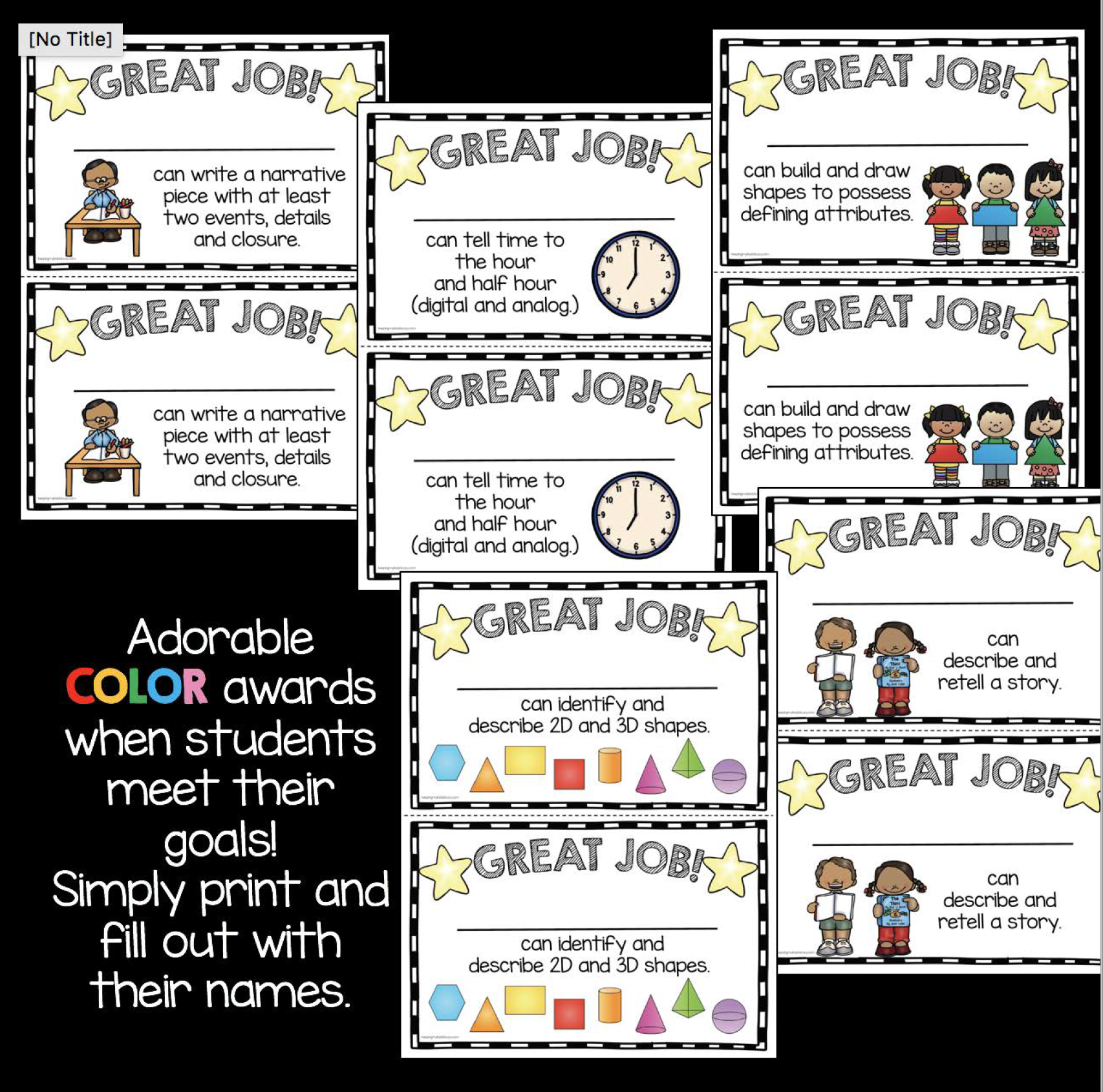 First Grade Goals and Awards FREEBIE — Keeping My Kiddo Busy