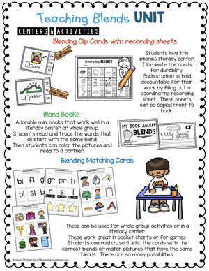 Phonics Unit 5 - Consonant Blends FREEBIE — Keeping My Kiddo Busy