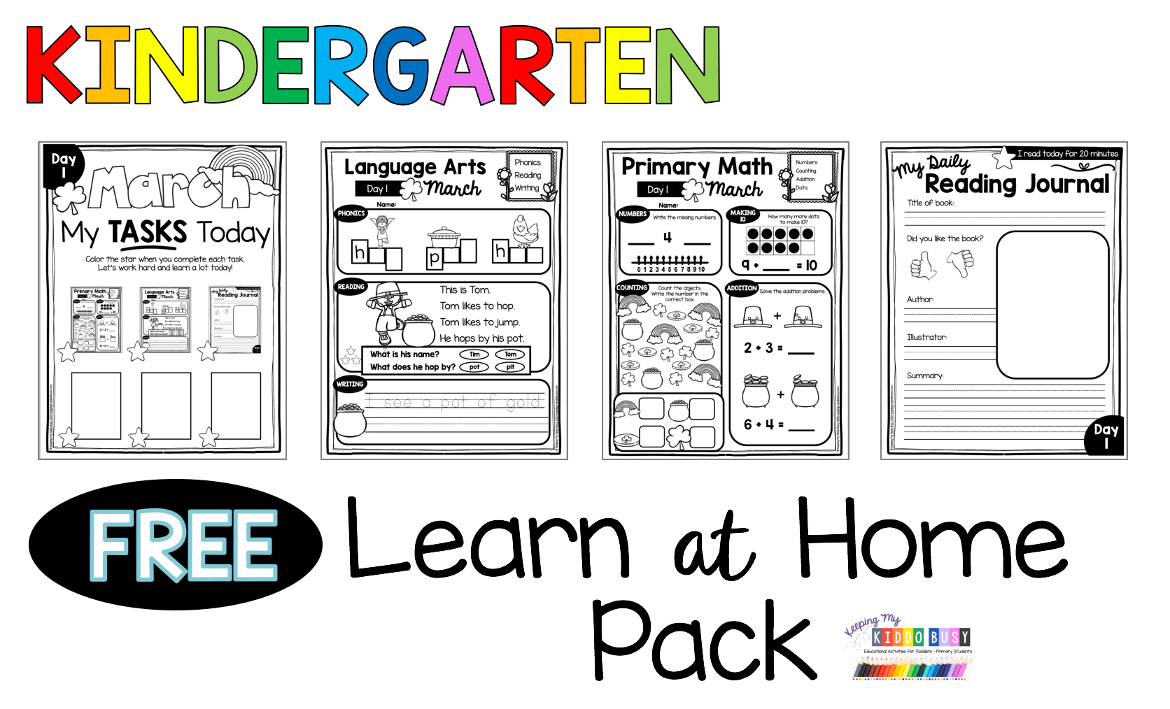 FREE Learn At Home Pack for Kindergarten — Keeping My Kiddo Busy
