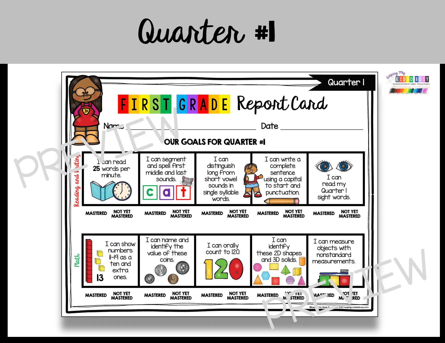 First Grade Report card and Assessment FREEBIE — Keeping My Kiddo Busy