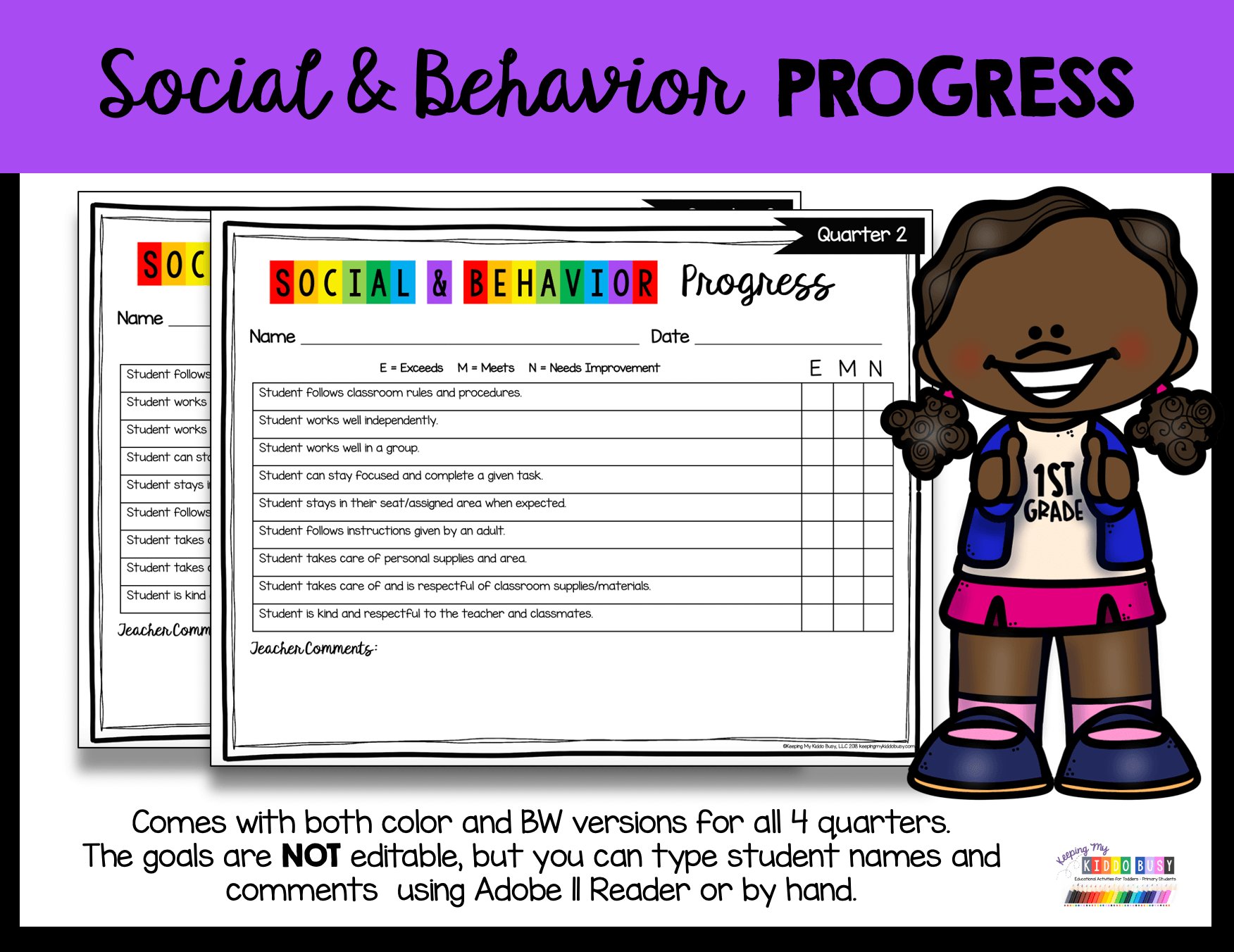 First Grade Report card and Assessment FREEBIE — Keeping My Kiddo Busy