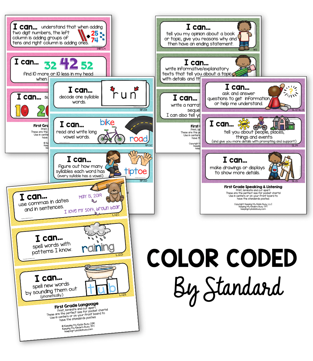 First Grade I Can Statements - FREEBIE CARDS — Keeping My Kiddo Busy
