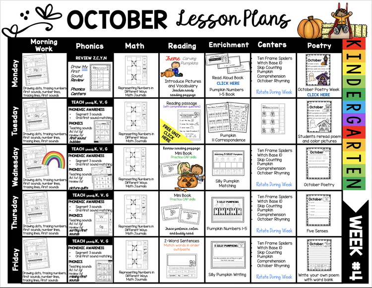 Week 4 Lessons in October - FREEBIE — Keeping My Kiddo Busy