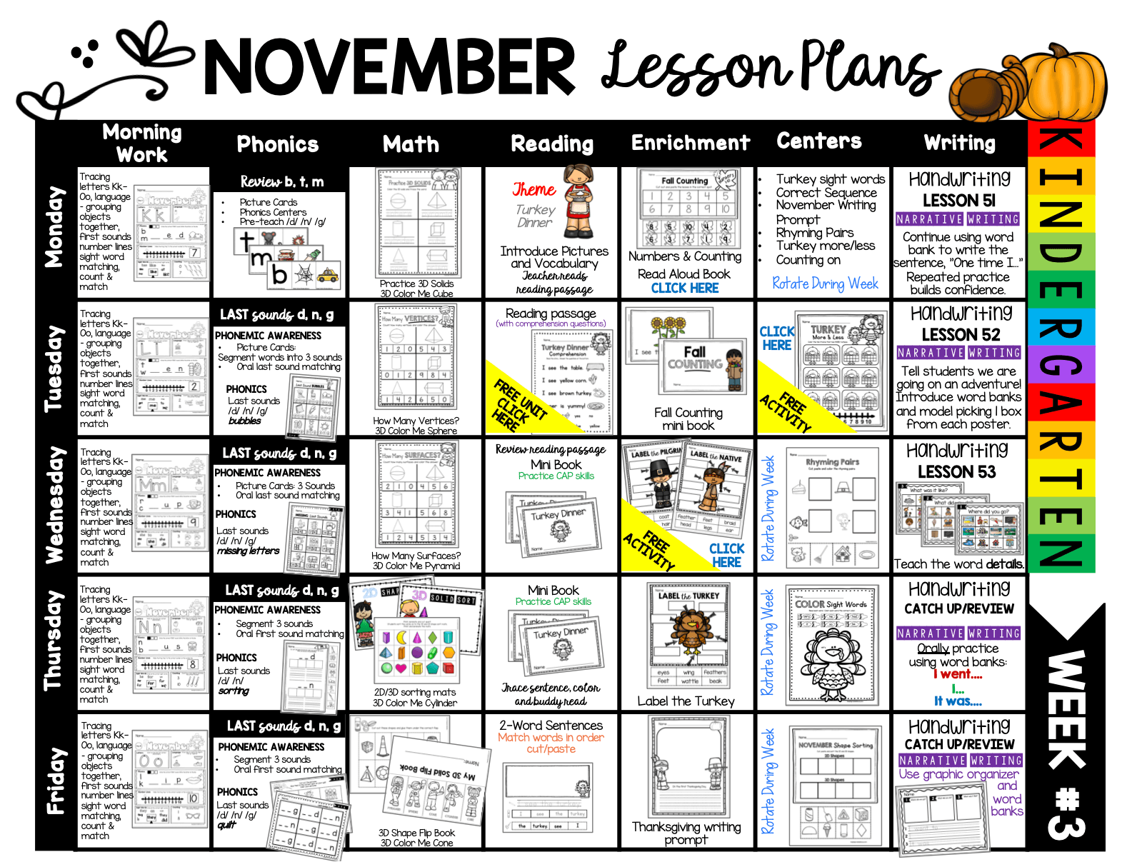 Week 3 in November - FREE Lesson Plans — Keeping My Kiddo Busy