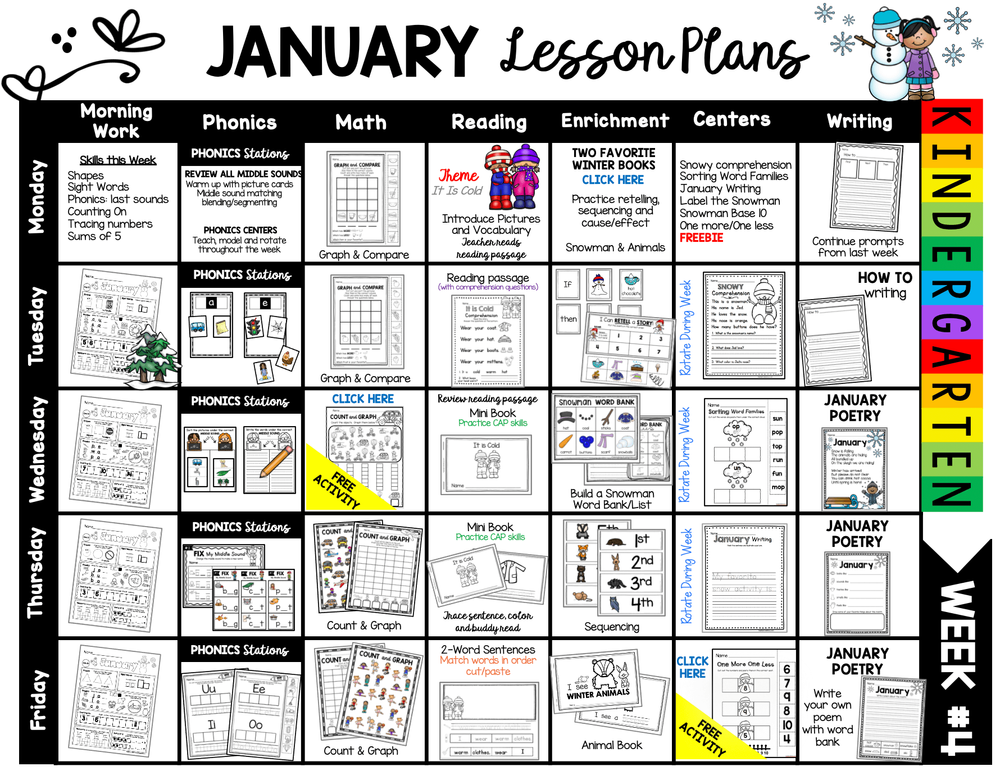 January Week 4 in Kindergarten - Phonics, Math, Winter Enrichment and ...