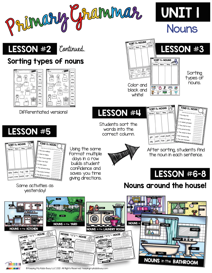 NOUNS Primary Grammar Unit 1 - FREE ACTIVITIES — Keeping My Kiddo Busy