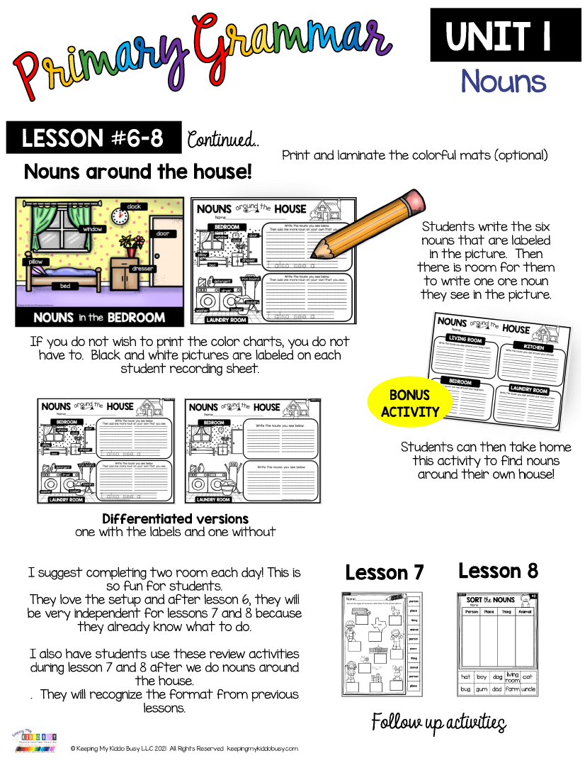 NOUNS Primary Grammar Unit 1 - FREE ACTIVITIES — Keeping My Kiddo Busy