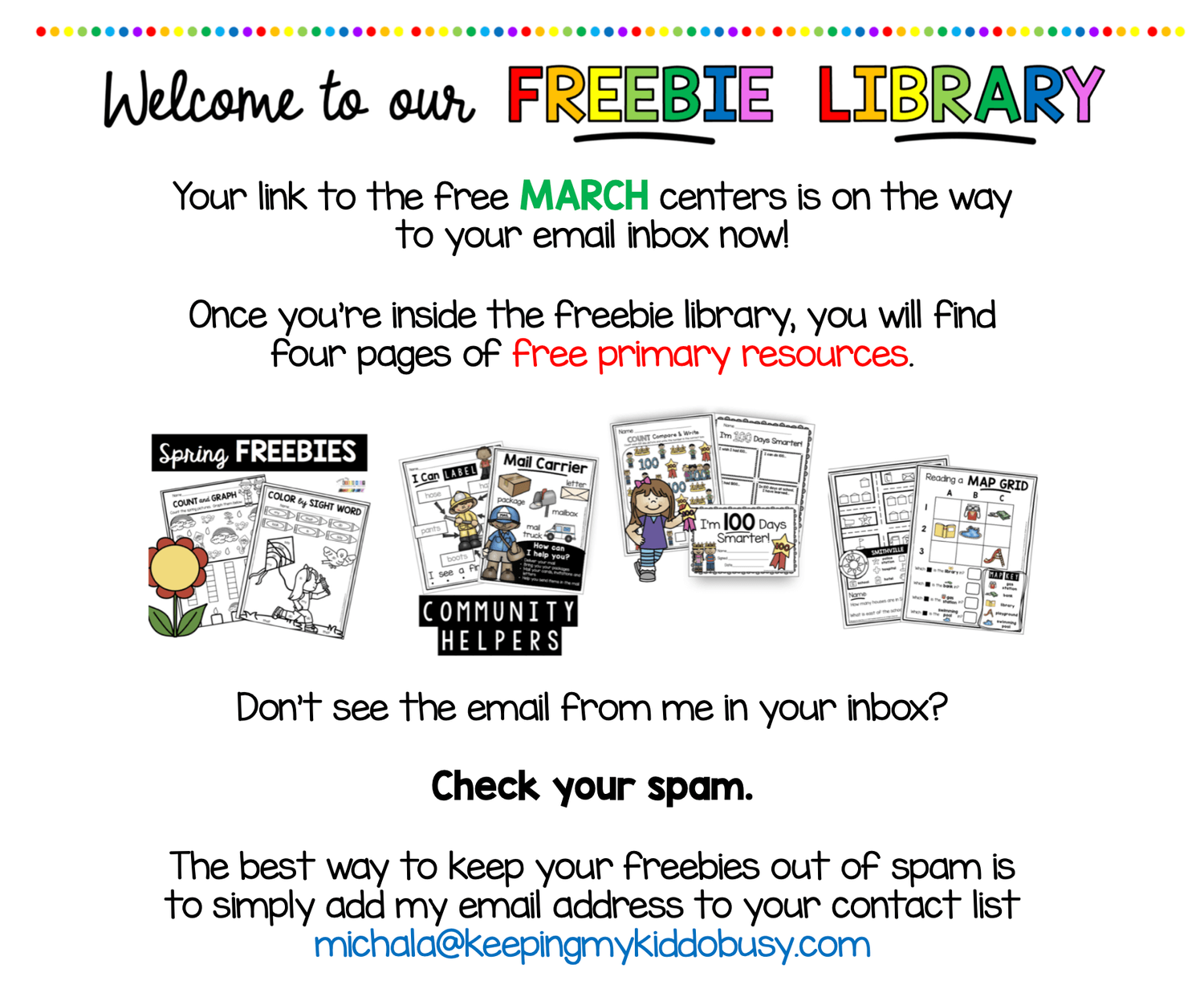 March Thank You Email Page — Keeping My Kiddo Busy