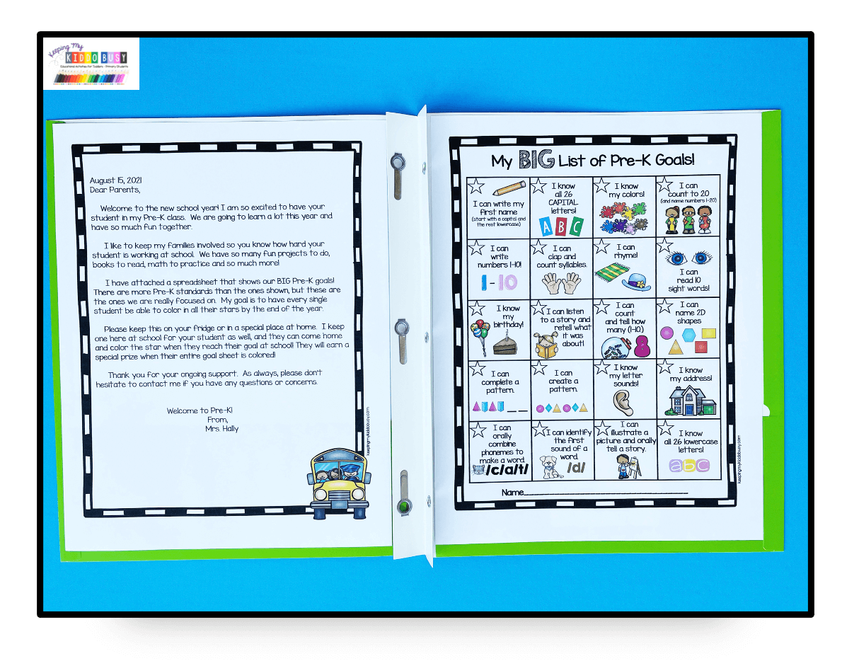 Pre-K Goals Chart - FREEBIE — Keeping My Kiddo Busy