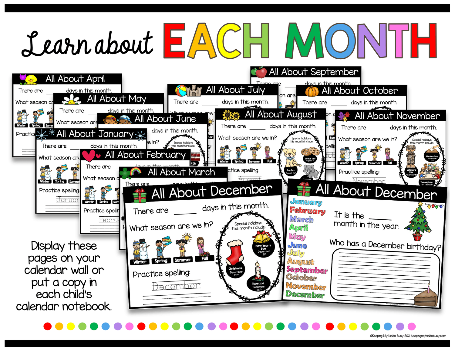 Calendar Notebooks — Keeping My Kiddo Busy