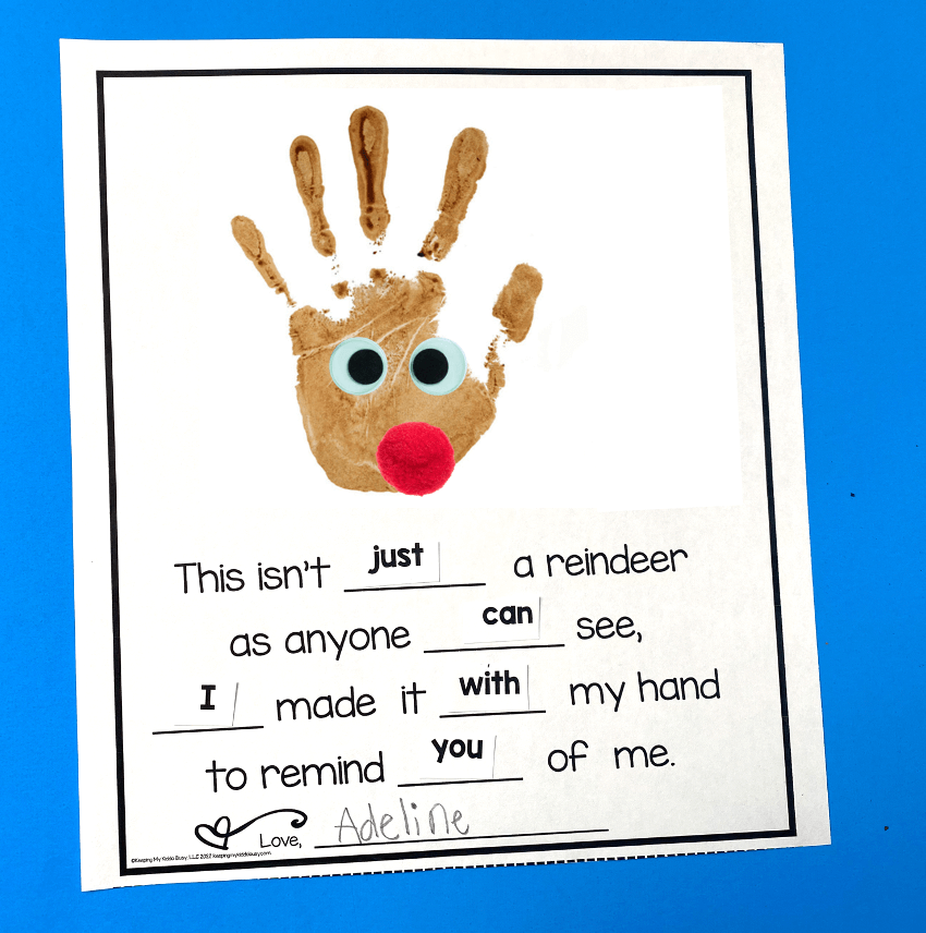 Reindeer Handprint Poem