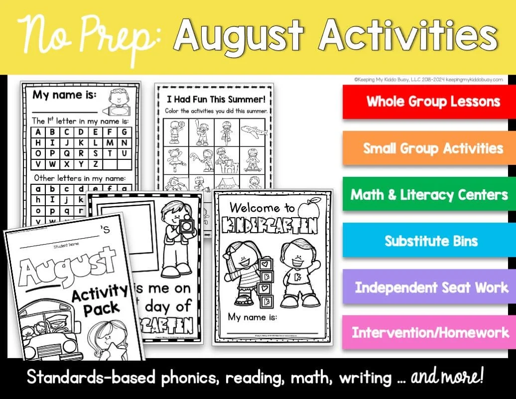 Kindergarten in August - FREEBIES — Keeping My Kiddo Busy