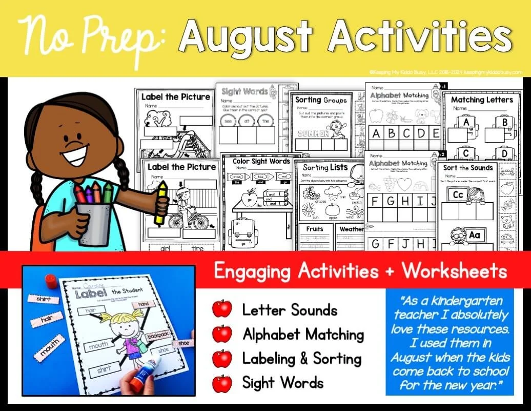 Kindergarten in August - FREEBIES — Keeping My Kiddo Busy