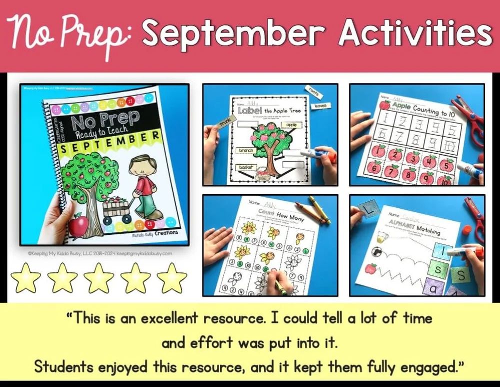 September Math and Literacy Pack - FREEBIES — Keeping My Kiddo Busy