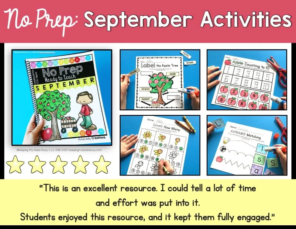 September Math and Literacy Pack - FREEBIES — Keeping My Kiddo Busy