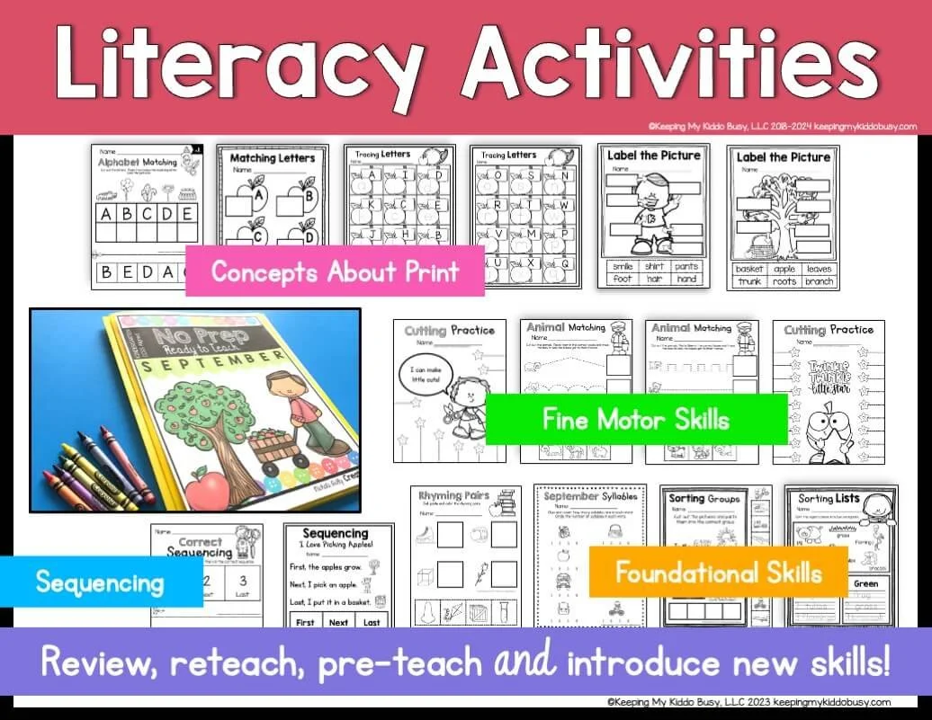 September Math and Literacy Pack - FREEBIES — Keeping My Kiddo Busy