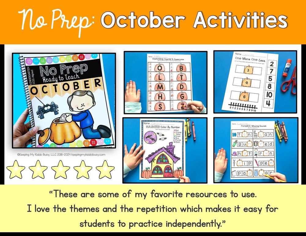 October Math and Literacy Pack - FREEBIES — Keeping My Kiddo Busy