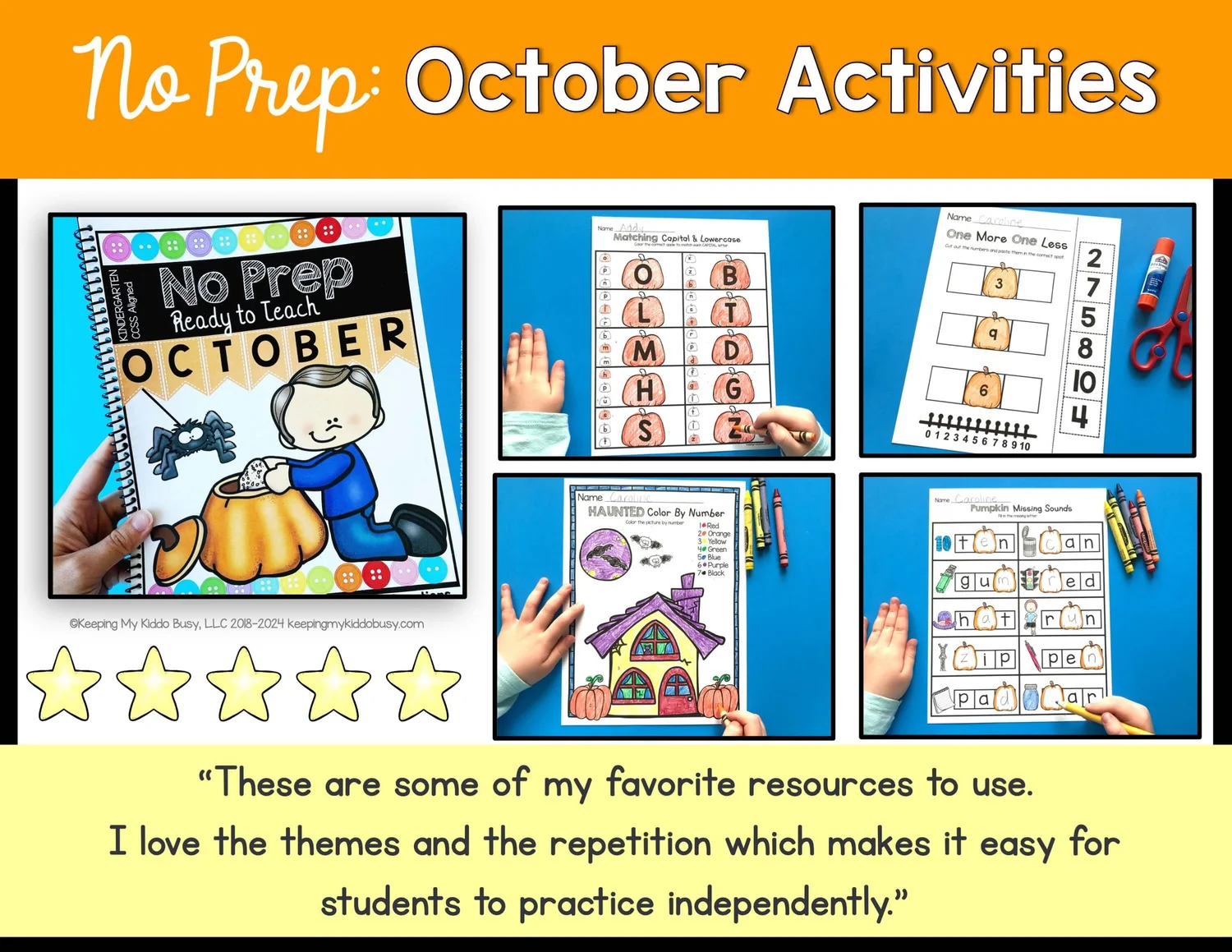 October Math and Literacy Pack - FREEBIES — Keeping My Kiddo Busy