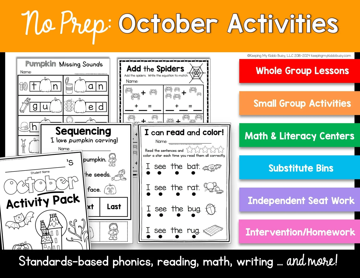 October Math and Literacy Pack - FREEBIES — Keeping My Kiddo Busy
