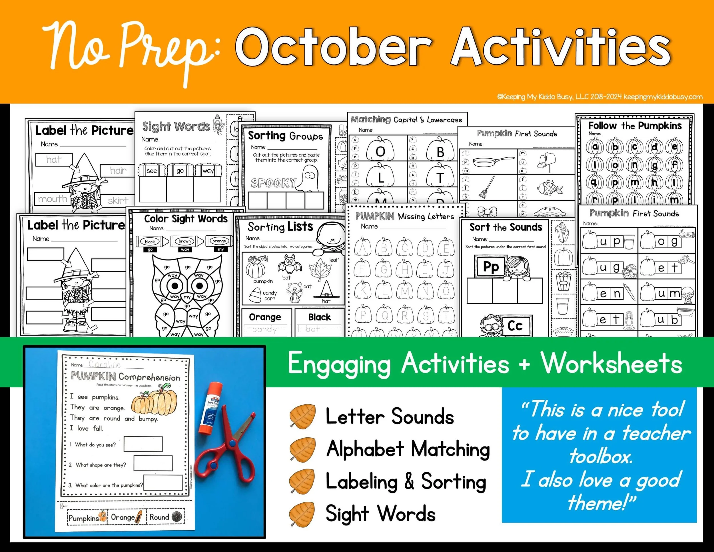 October Math and Literacy Pack - FREEBIES — Keeping My Kiddo Busy