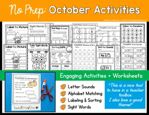 October Math and Literacy Pack - FREEBIES — Keeping My Kiddo Busy