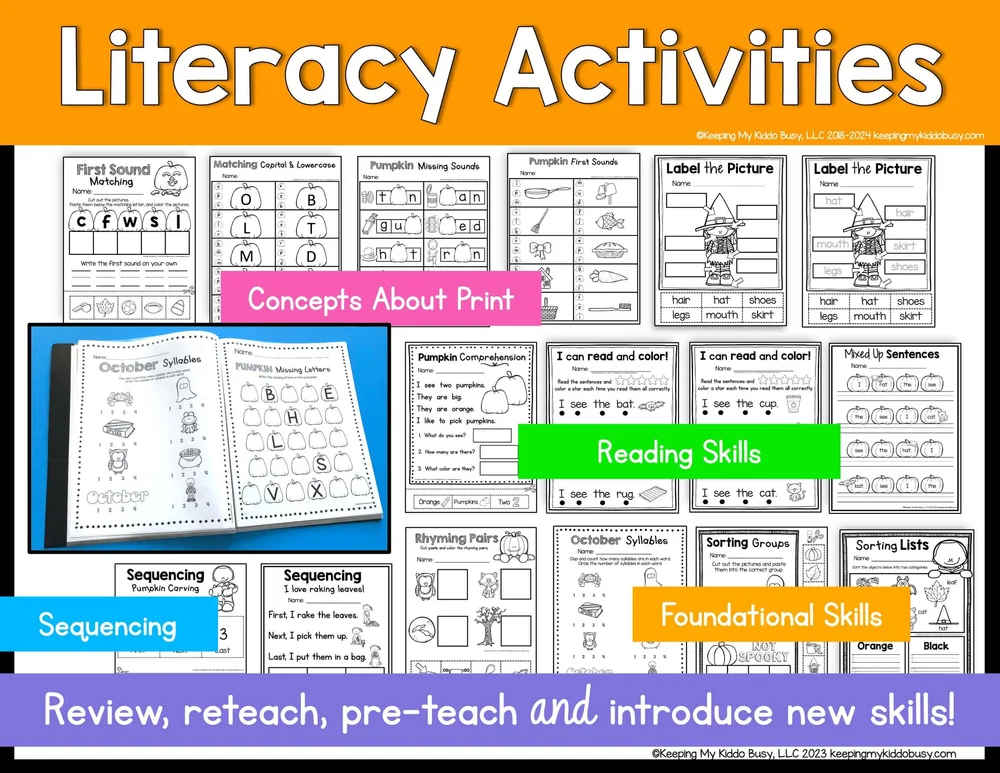 October Math and Literacy Pack - FREEBIES — Keeping My Kiddo Busy