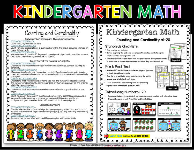 Counting and Cardinality FREEBIES — Keeping My Kiddo Busy