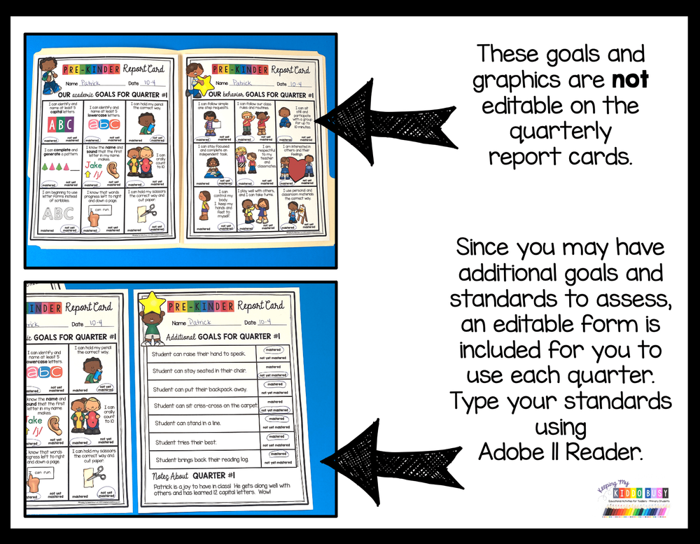 Pre-K Report Cards and Assessments FREE Download Transitional ...