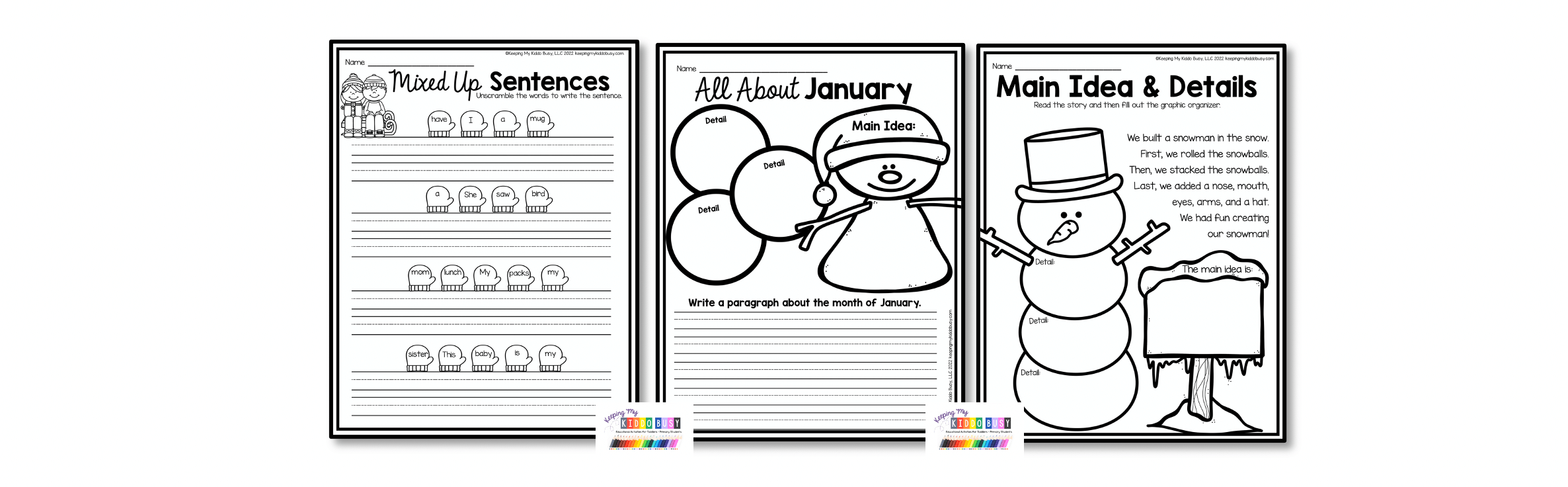 First Grade January Worksheets FREEBIES — Keeping My Kiddo Busy