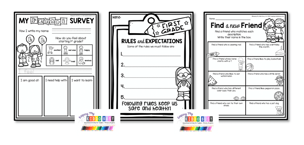 First Grade Back to School Activities FREE WORKSHEETS — Keeping My ...