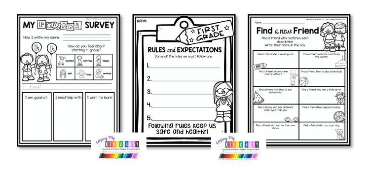 First Grade Back to School Activities FREE WORKSHEETS — Keeping My ...
