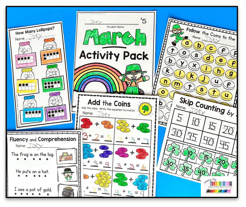 March Math & ELA Kindergarten Pack - No Prep FREEBIES — Keeping My ...