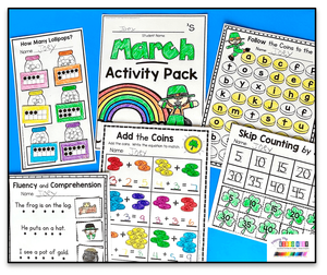 March Math & ELA Kindergarten Pack - No Prep FREEBIES — Keeping My ...