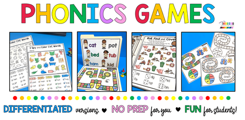 Phonics Games for Kindergarten and First Grade - FREE PRINTABLES ...