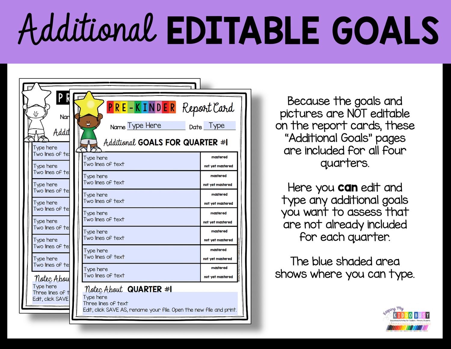 Pre-K Report Cards and Assessments FREE Download Transitional ...