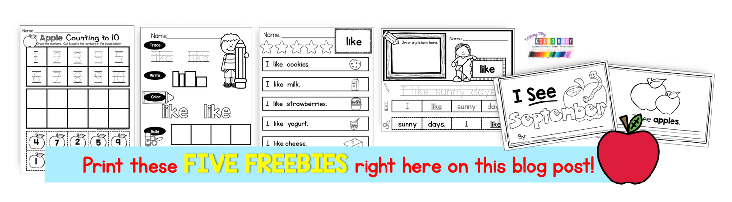 September Math and Literacy Pack - FREEBIES — Keeping My Kiddo Busy