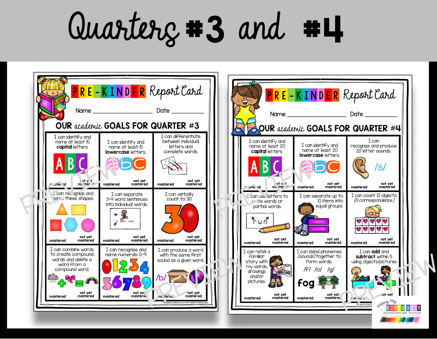 Pre-K Report Cards and Assessments FREE Download Transitional ...