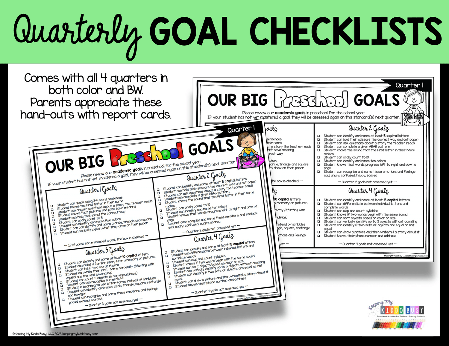 Preschool Report Card and Assessments FREE Download Parent Teacher ...