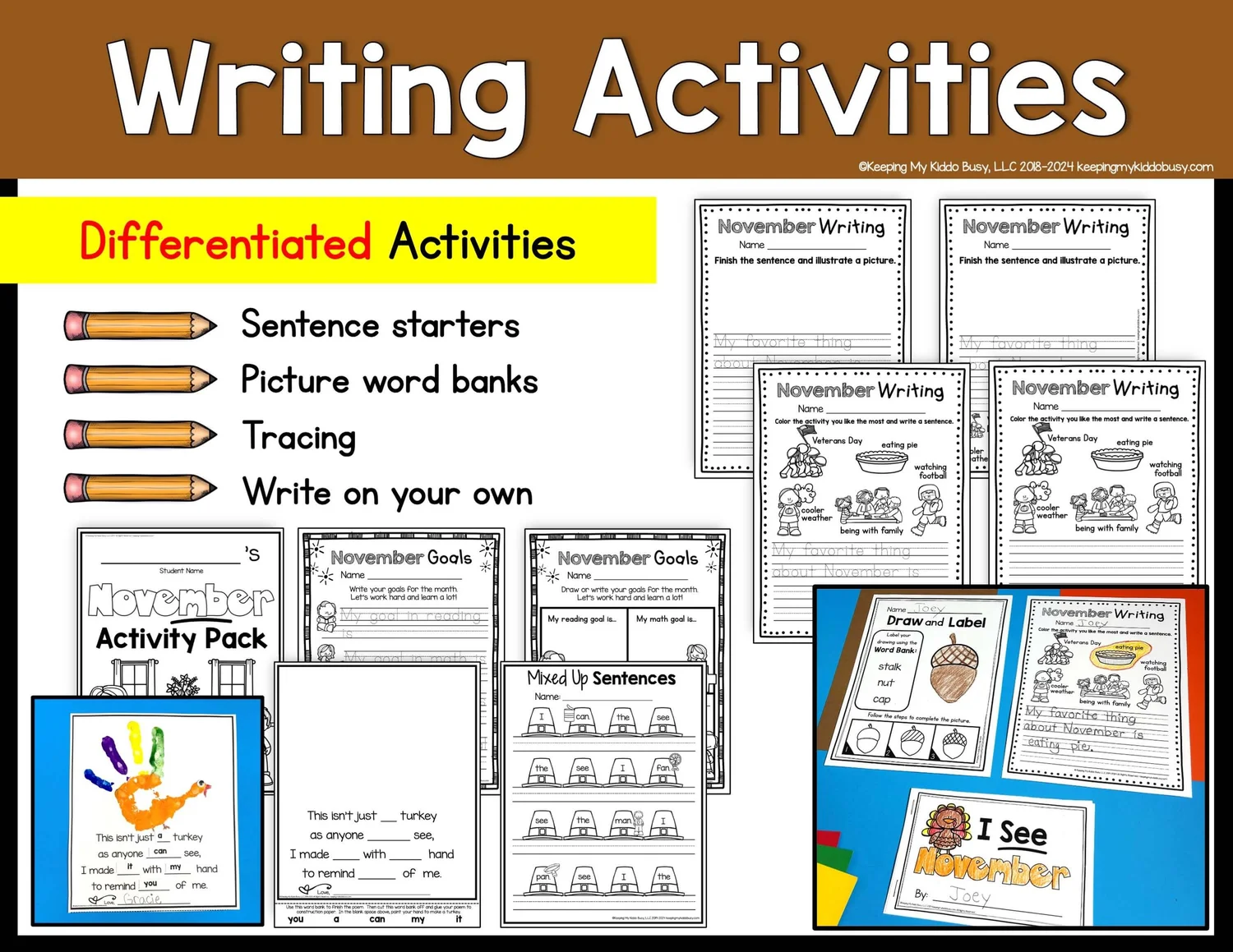 November Math and Literacy Pack - FREEBIES — Keeping My Kiddo Busy