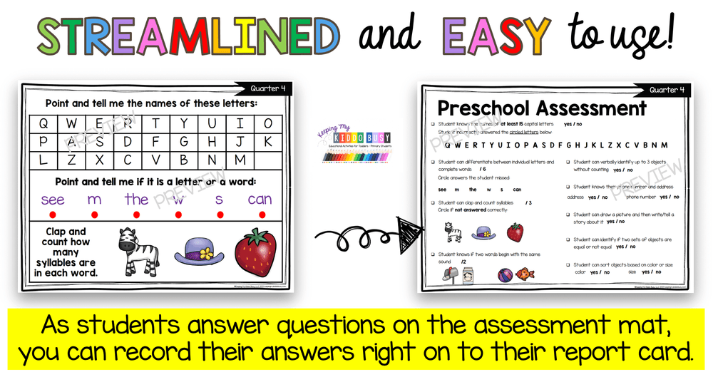 Preschool Report Card and Assessments FREE Download Parent Teacher ...